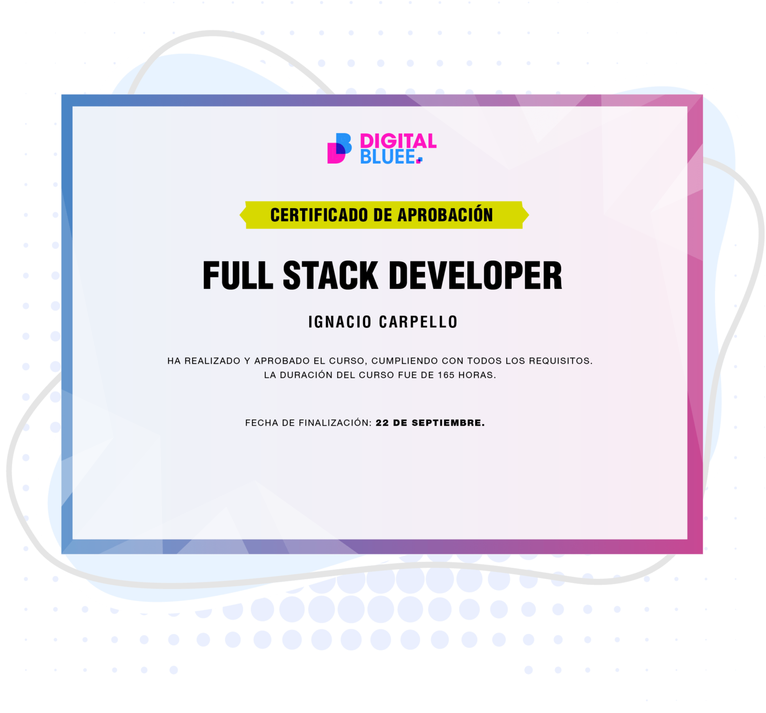 Carrera de Desarrollo Full Stack - Digital Bluee
